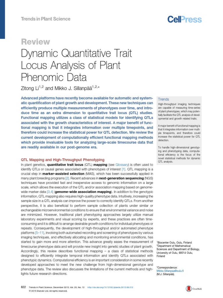 Dynamic Quantitative Trait Locus Analysis of Plant | PDF | Quantitative ... Dynamic Quantitative Trait Locus Analysis of Plant | PDF | Quantitative ...
