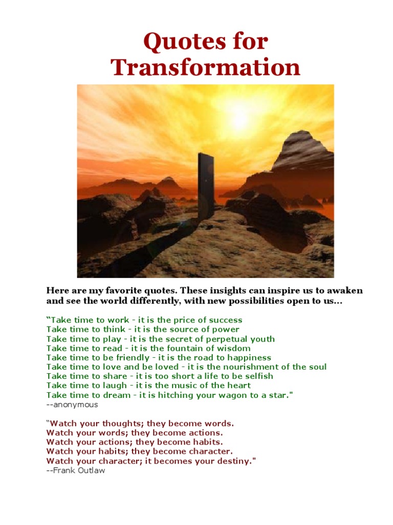 Inspiring Quotes on Transformation | PDF