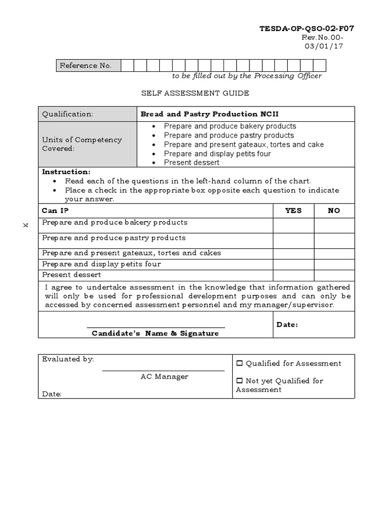 03-Self Assessment Guide | PDF | Cakes | Bakery 03-Self Assessment Guide | PDF | Cakes | Bakery