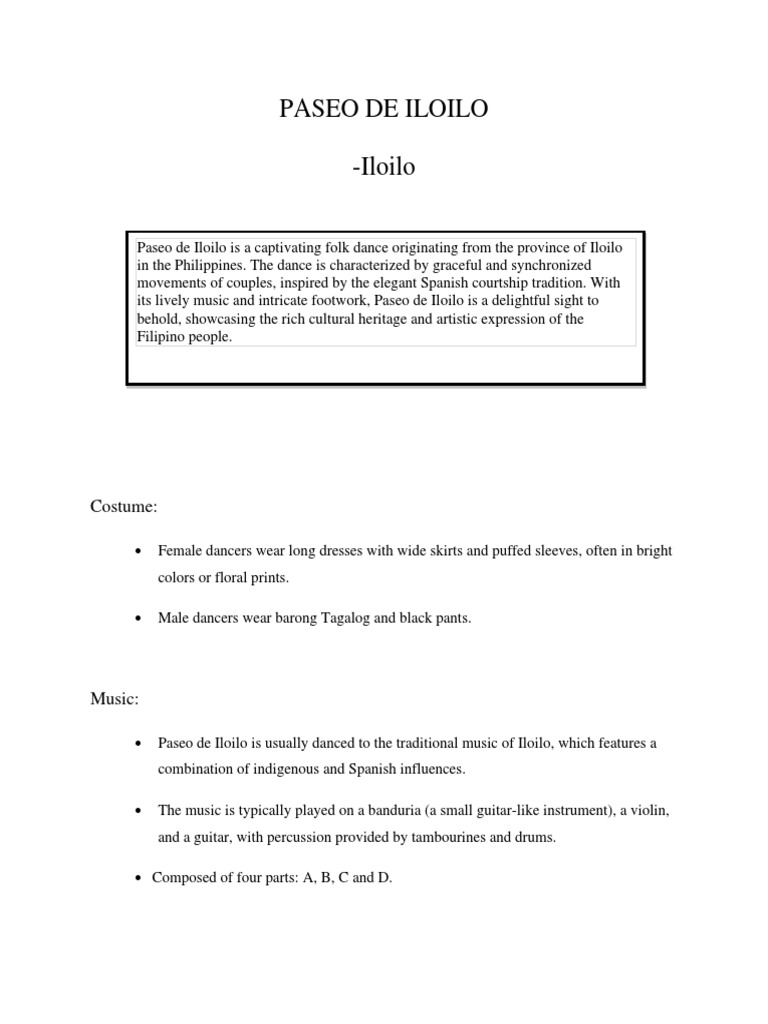 Paseo de Iloilo | PDF | Dances | Entertainment