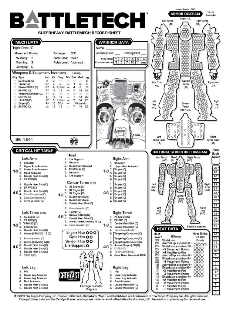 Orca IIC | PDF | Battle Tech