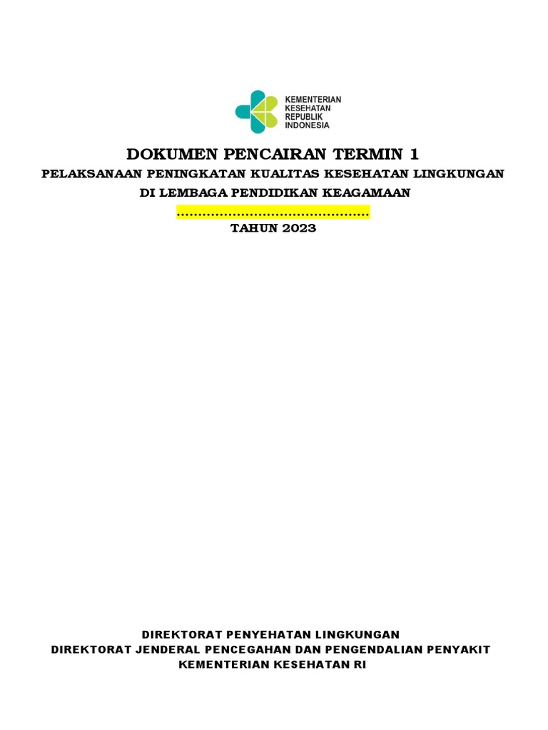 Form Dokumen Pencairan Termin I PKTD Lembaga Pendidikan Keagamaan Tahun 2023 | PDF