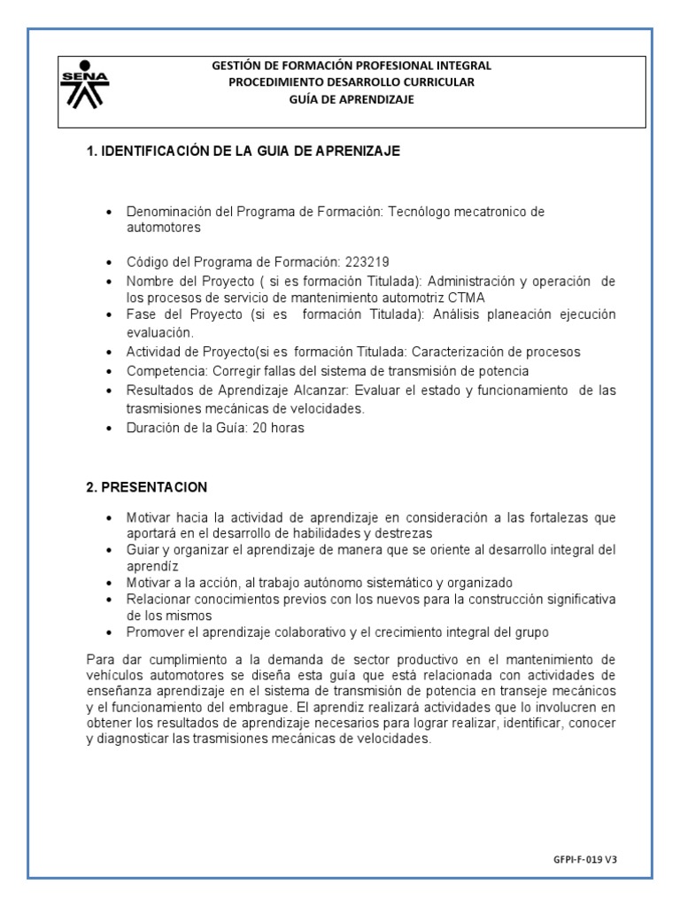 Gfpi-F-019 - Guia # 2 TM | PDF | Engranaje | Aprendizaje