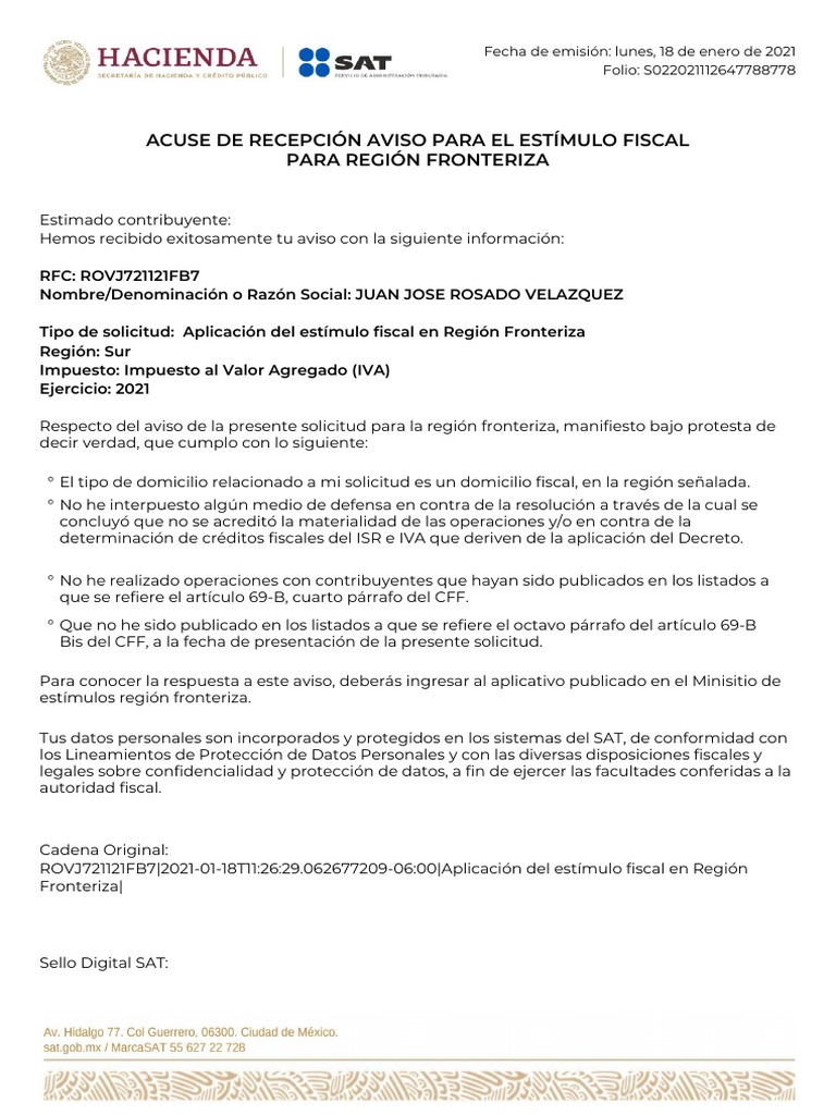 Acuse Estimulo Iva | PDF | Impuesto al valor agregado | Gobierno