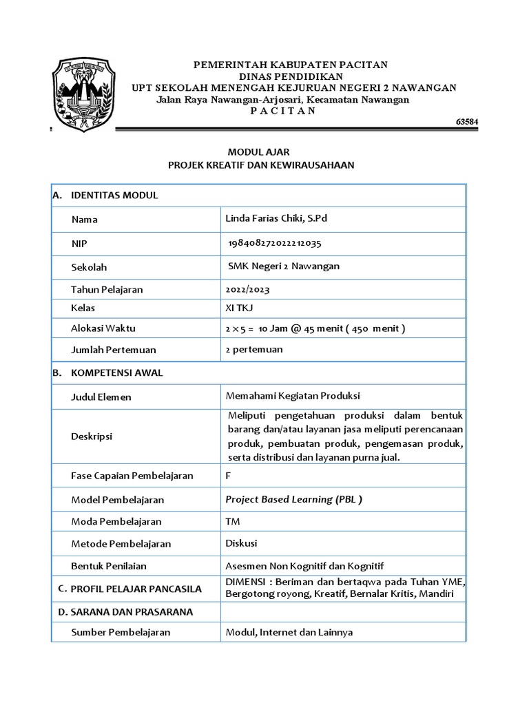 Modul Ajar PKK Linda | PDF