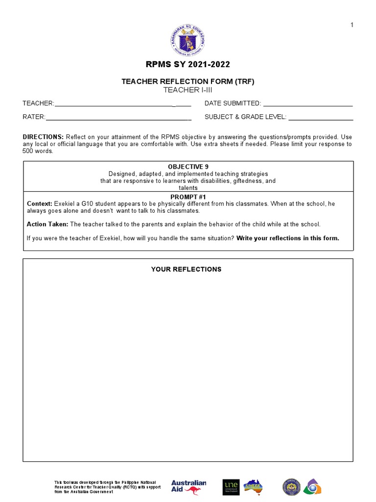 TRF-FORM-1 | PDF | Teachers | Learning