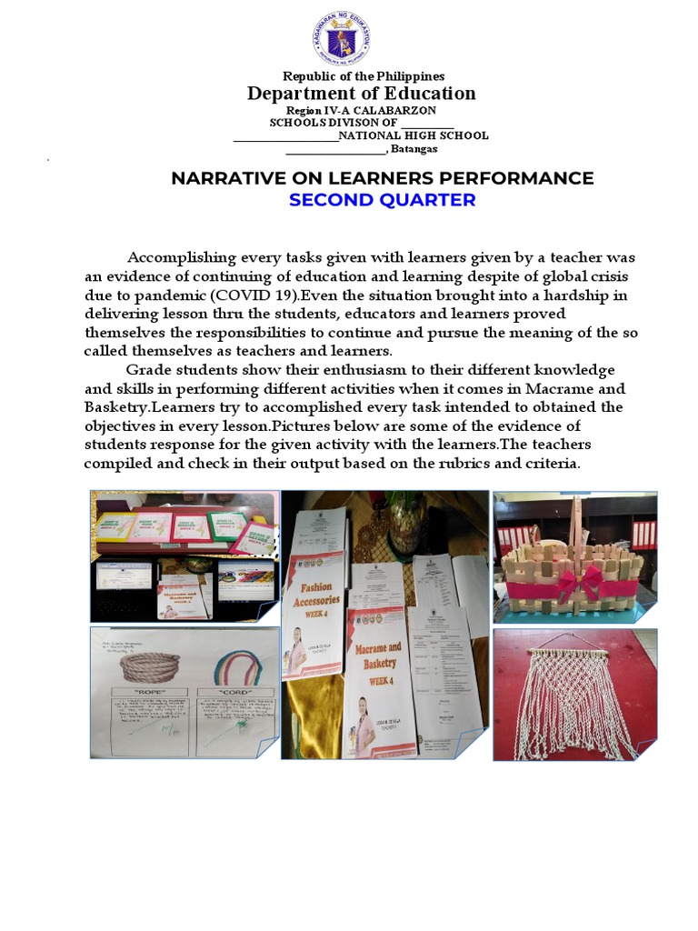 Sample of Learners' Output With Reflection Self-Assessment | PDF