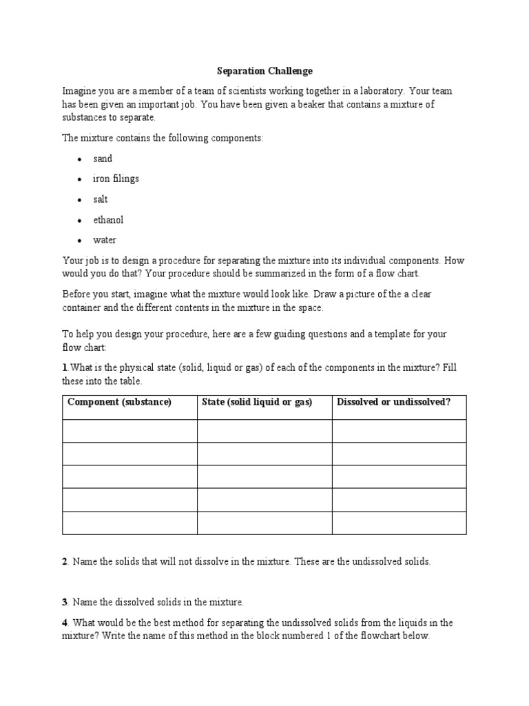 Mixture Separation Procedure Guide | PDF | Science & Mathematics