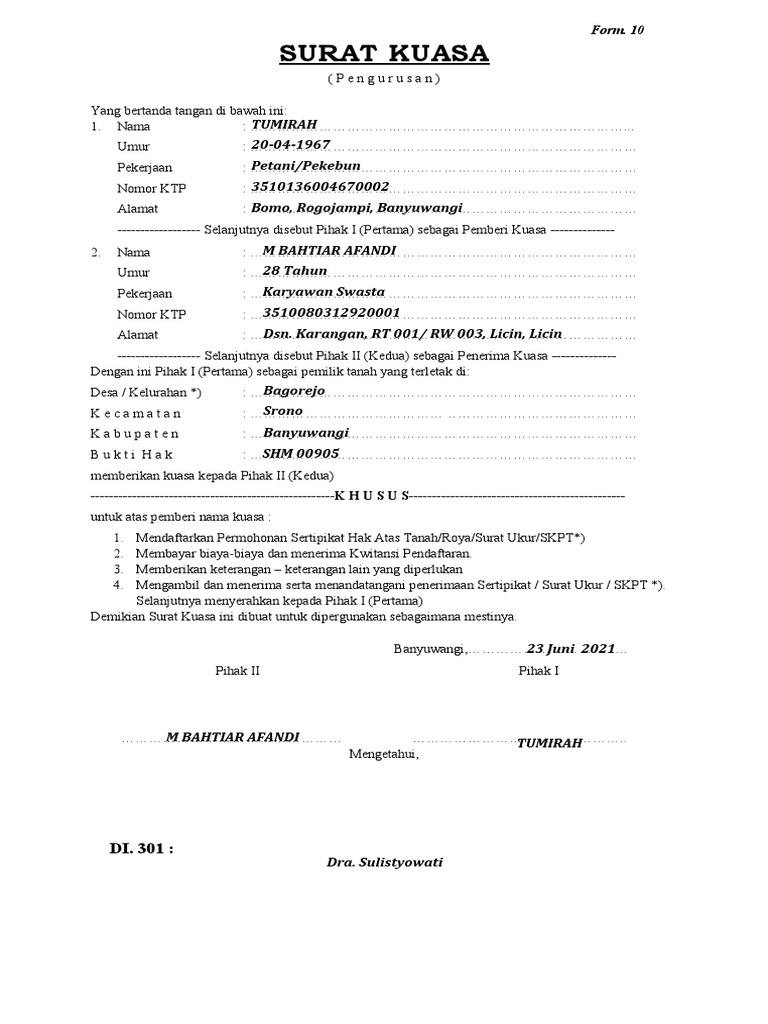 Surat Kuasa Form 10 - PPAT | PDF