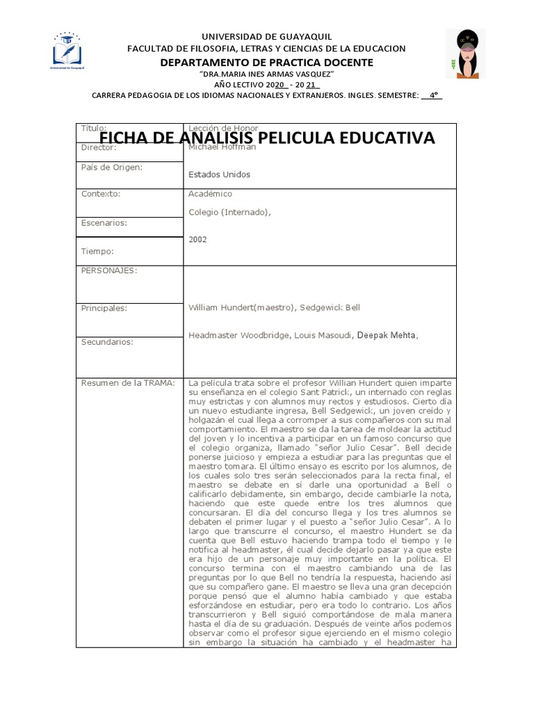Ficha de Analisis de Pelicula | PDF | Maestros Ficha de Analisis de Pelicula | PDF | Maestros