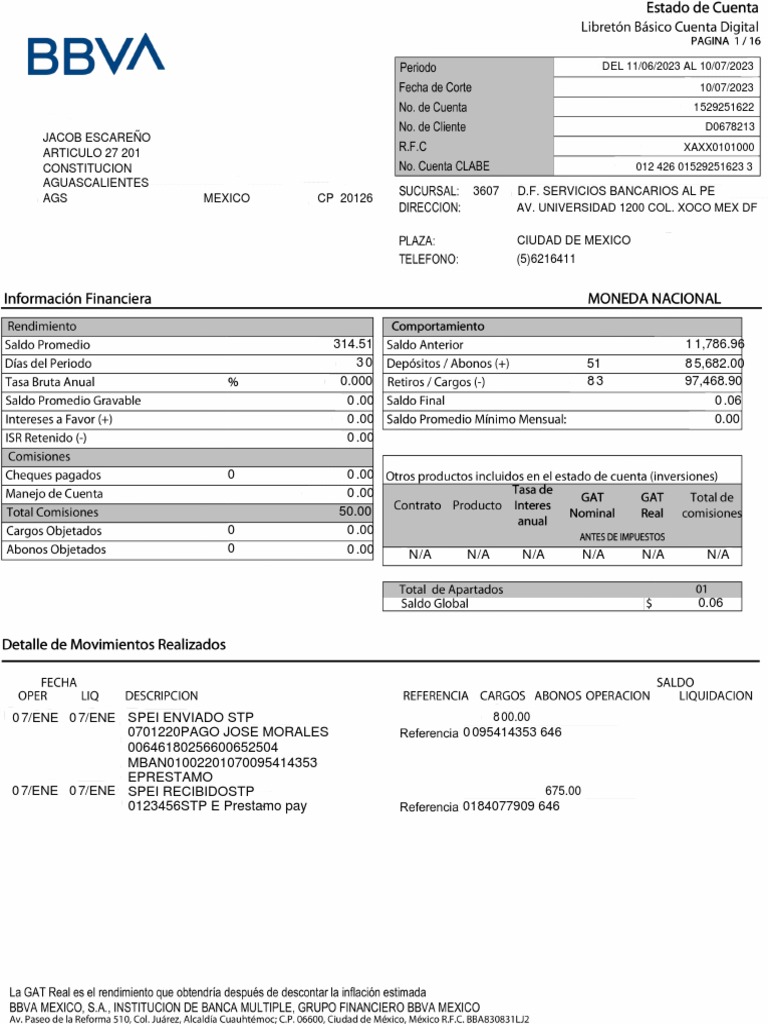 Estado de Cuenta BBVA BANCOMER | PDF