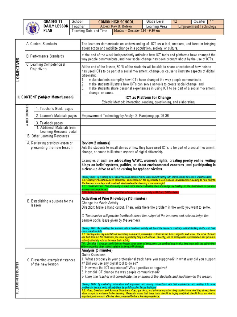 DLP Cot Empotech | PDF | Educational Technology | Learning