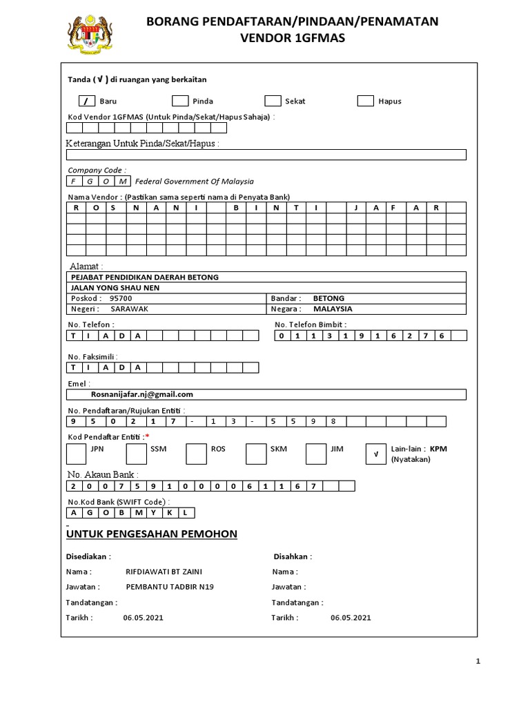 Borang Vendor Pdf