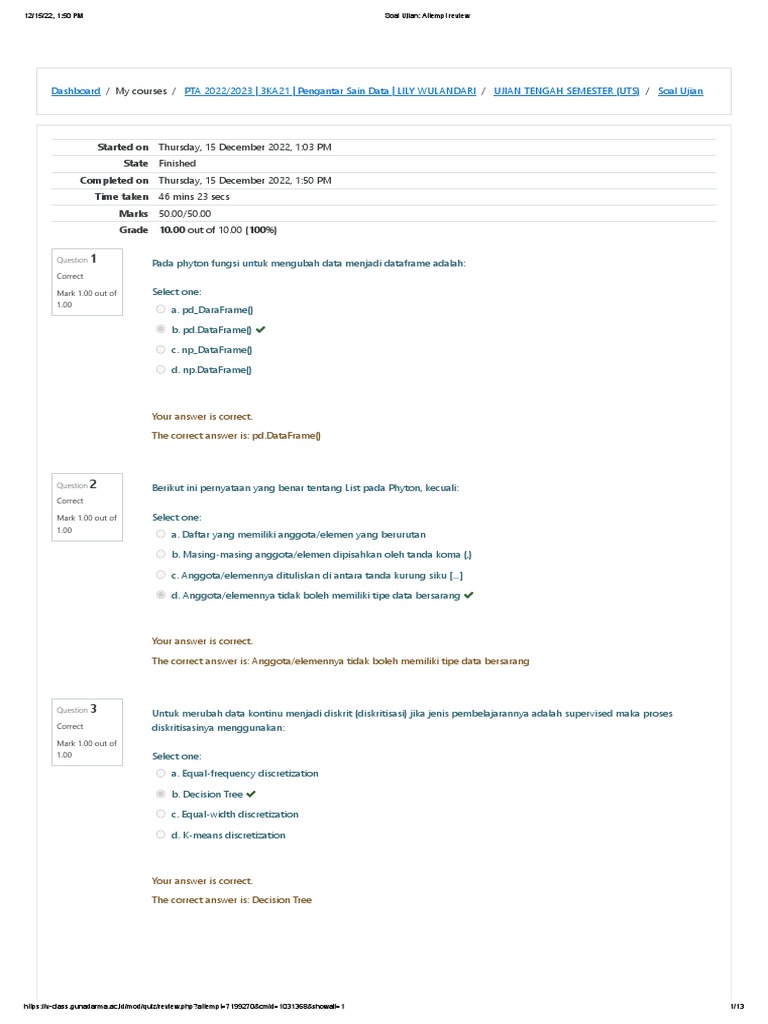 Soal Ujian - Attempt Review | PDF