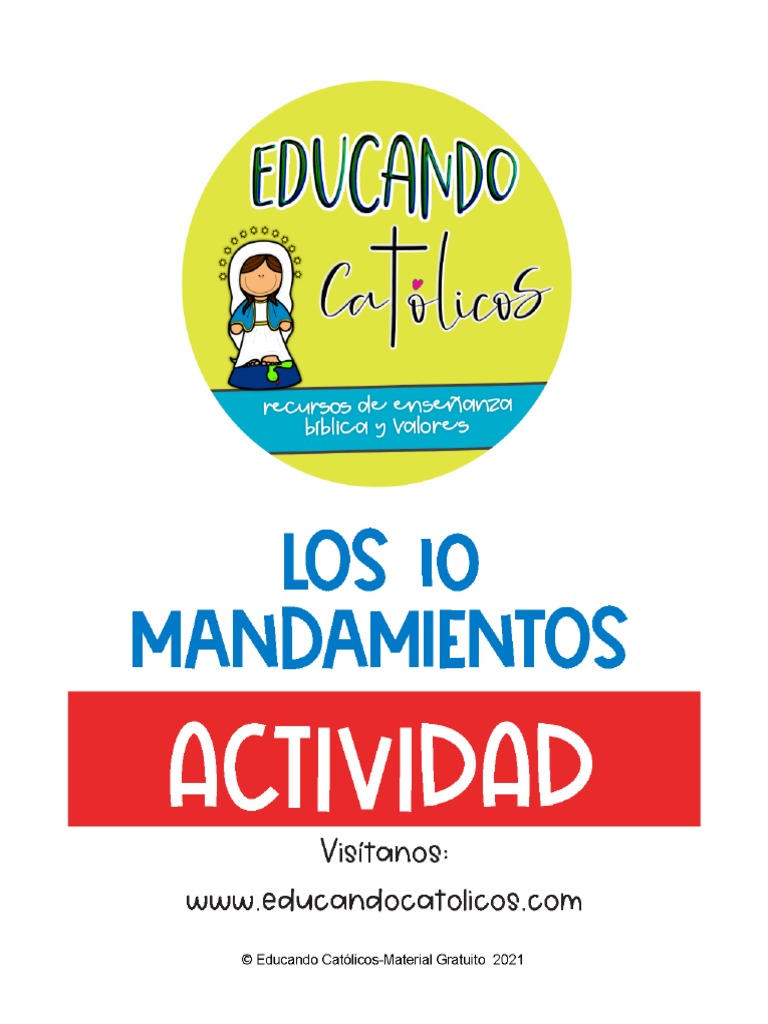 Los Diez Mandamientos - Actividades - Educando Catolicos | PDF