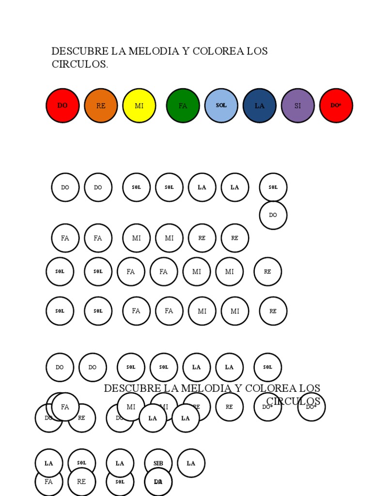 Musica en Colores DESCUBRE LA MELODIA Y COLOREA LOS CIRCULOS | PDF