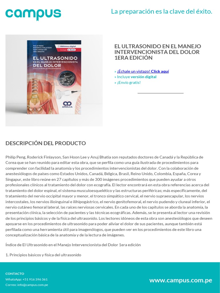 El Ultrasonido en El Manejo Intervencionista Del Dolor 1era Edicin ...