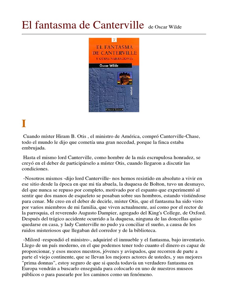 Wilde, Oscar - El Fantasma de Canterville | PDF