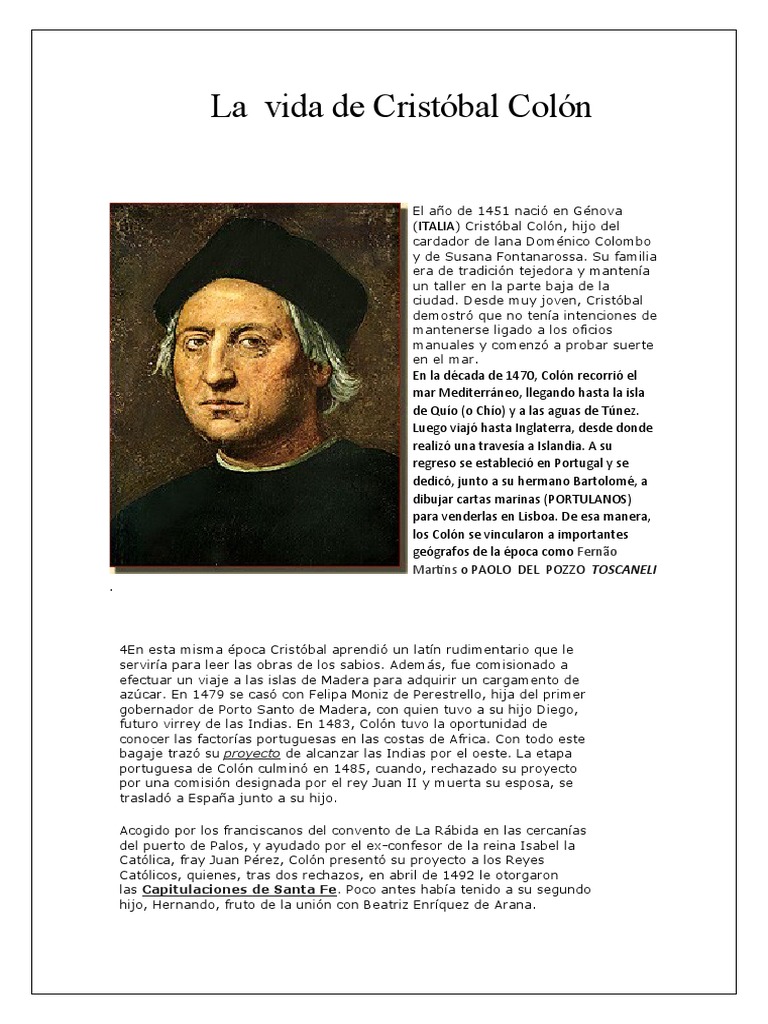 Vida y viajes de Cristóbal Colón | PDF | Cristobal colon | Edad del ...