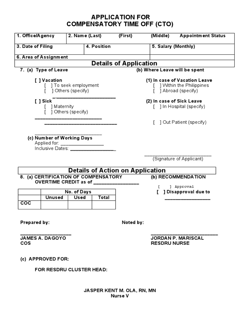 CTO Application Form (EOC) | PDF