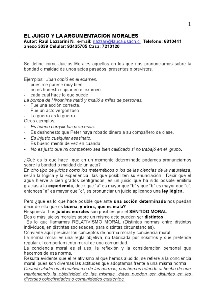 Juicios y Argumentacion Moral Lanzarini | PDF | Relativismo | Moralidad