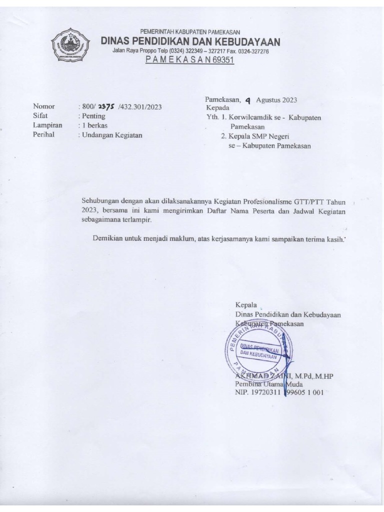 Contoh Surat Resmi | PDF
