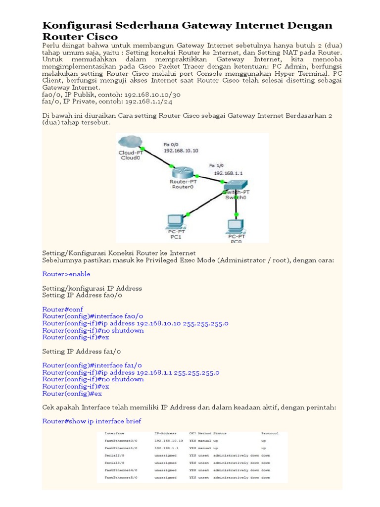 Konfigurasi Gateway Cisco Sederhana | PDF