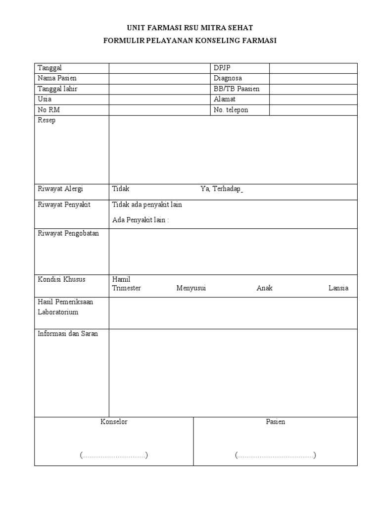 Formulir Konseling Pasien | PDF