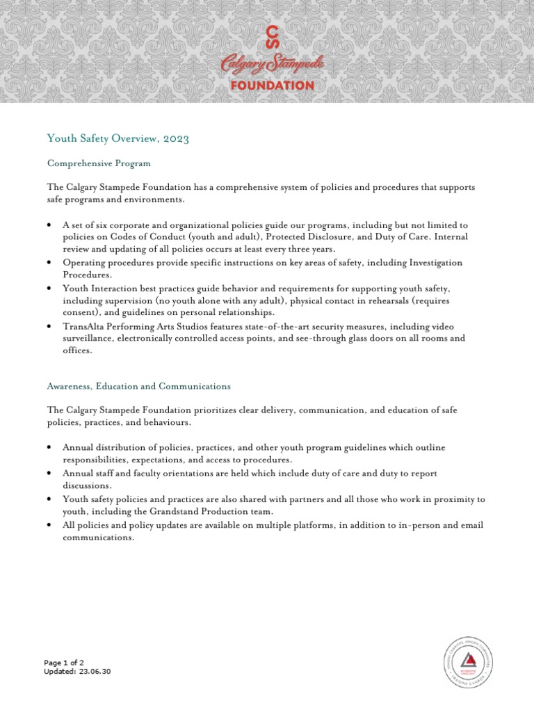 Youth Safety Overview, 2023 | PDF