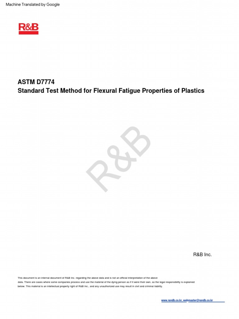 ASTM D7774 Standard Test Method For Flexural Fatigue Properties of ...
