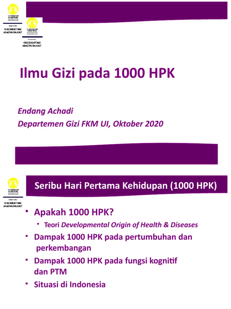 Ilmu Gizi Pada 1000 HPK - Lengkap MOOC - 21 Okt 2020 | PDF