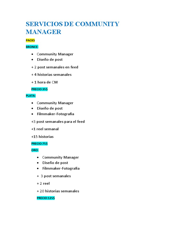 Servicios de Community Manager | PDF