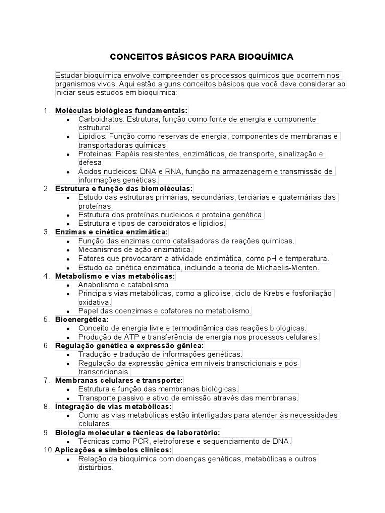 Conceitos Básicos para Bioquímica | PDF