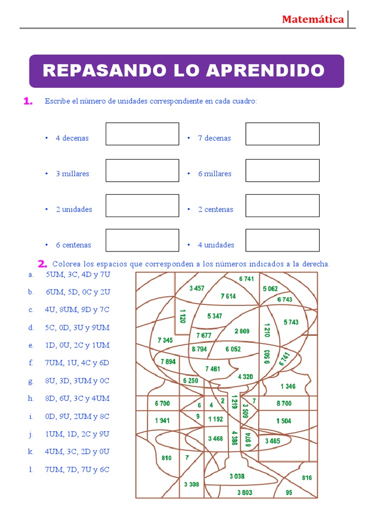 Repasando Lo Aprendido para Cuarto Grado de Primaria | PDF | Matemáticas | Matemática Elemental