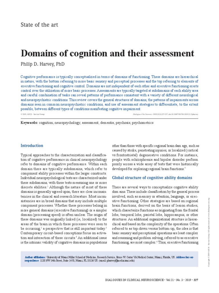 Domains of Cognition and Their Assessment | PDF