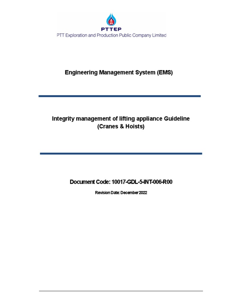 GDL 5 INT 006 R00 - Integrity Management of Lifting Appliance | Download Free PDF | Crane ...