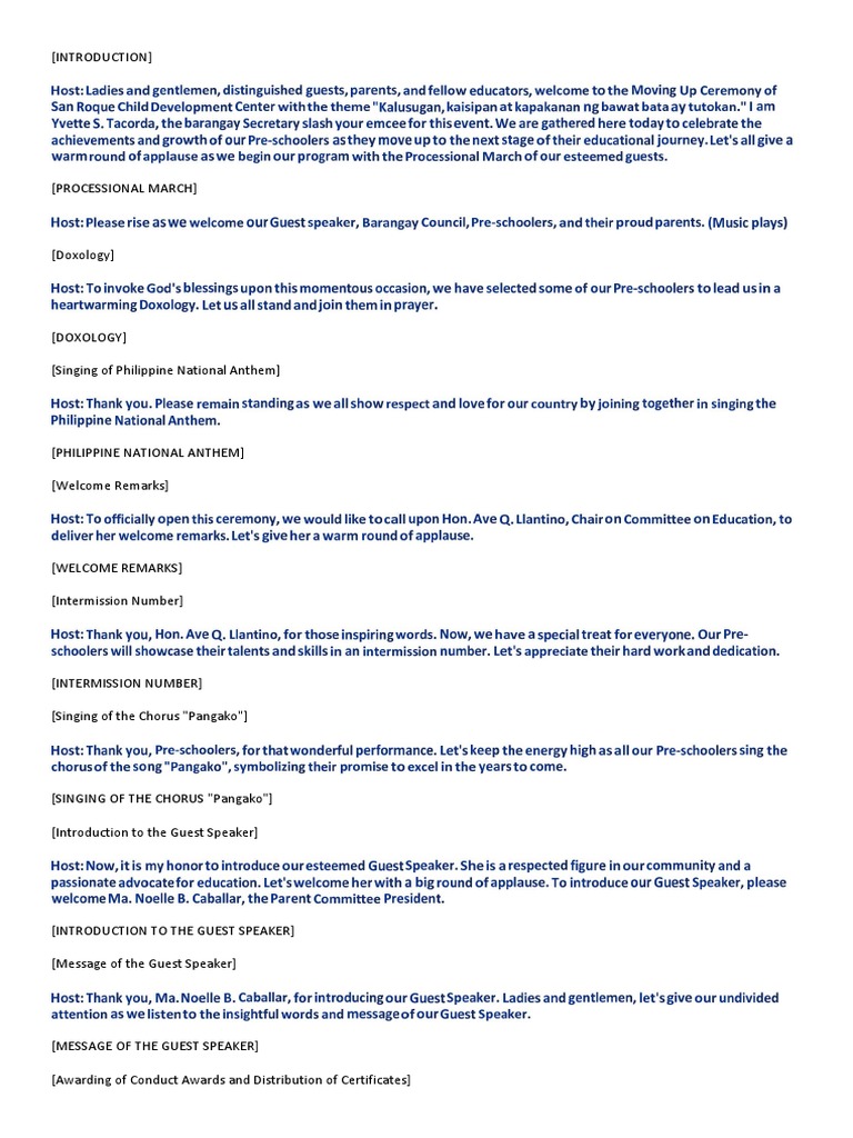 Script For Hosting Moving Up | PDF