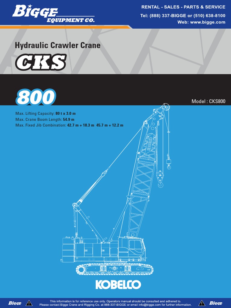80 Ton Crawler Crane Specifications | PDF | Crane (Machine) | Equipment