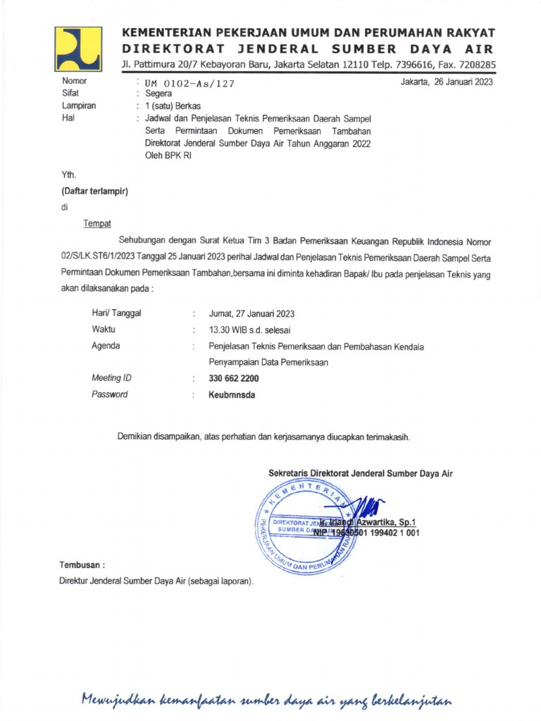 Jadwal Dan Penjelasan Teknis Pemeriksaan Daerah Sampel Serta Permintaan Dokumen Pemeriksaan ...
