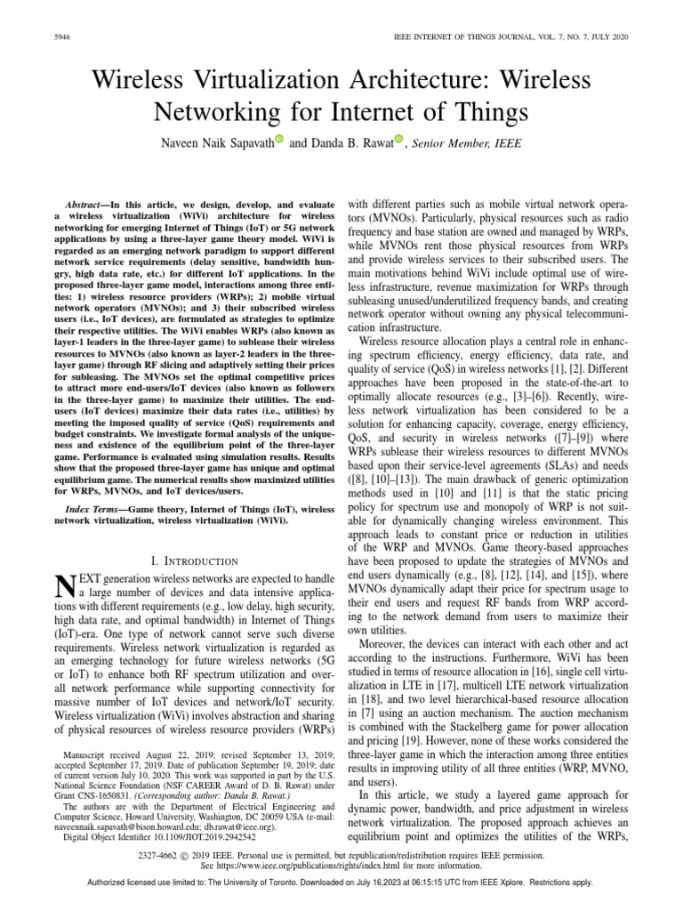 Wireless Virtualization Architecture Wireless Networking For Internet