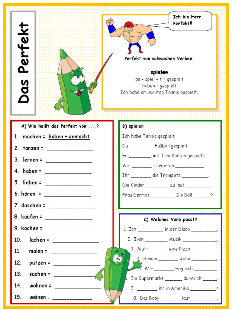 A1 Perfekt Schwachverben | PDF