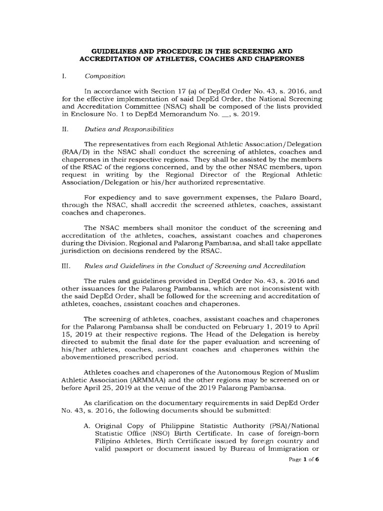 NSAC Guidelines | PDF