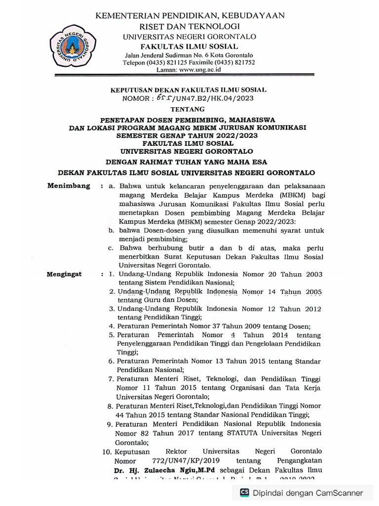 SK MBKM magang 2023 komunikasi | PDF