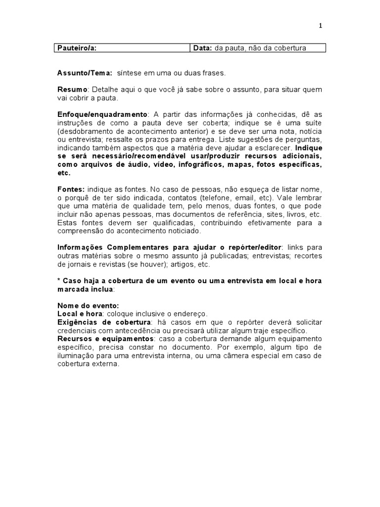 Modelo Pauta | PDF