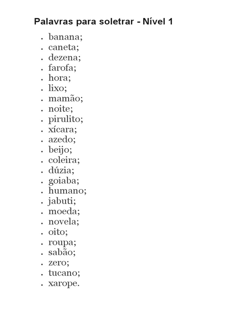 Palavras para Soletrar por Nível | PDF