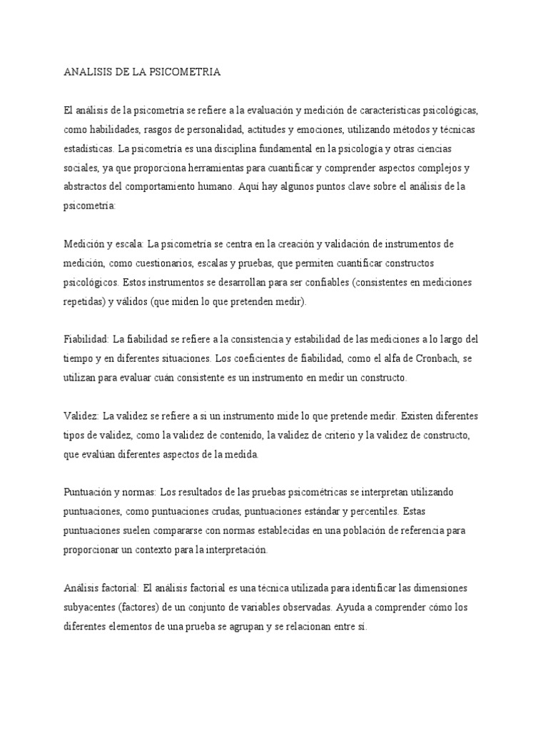 Analisis de La Psicometria | PDF | Validez (Estadísticas) | Psicometría