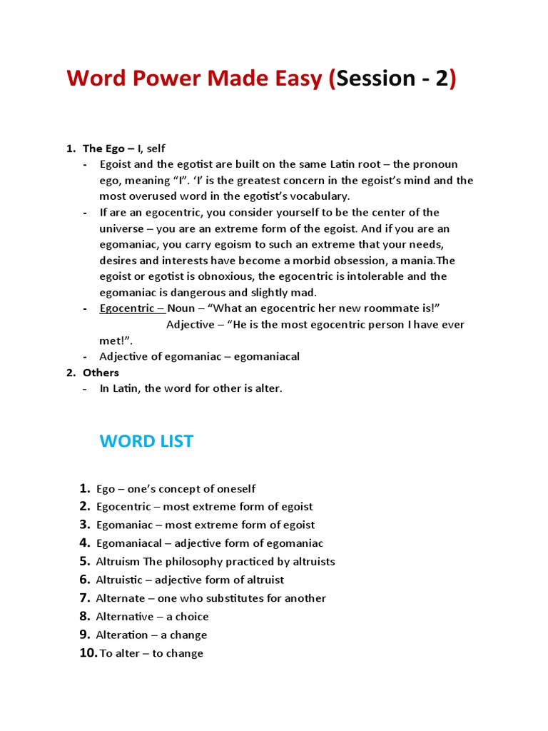 Word Power Made Easy (Session 2) | PDF
