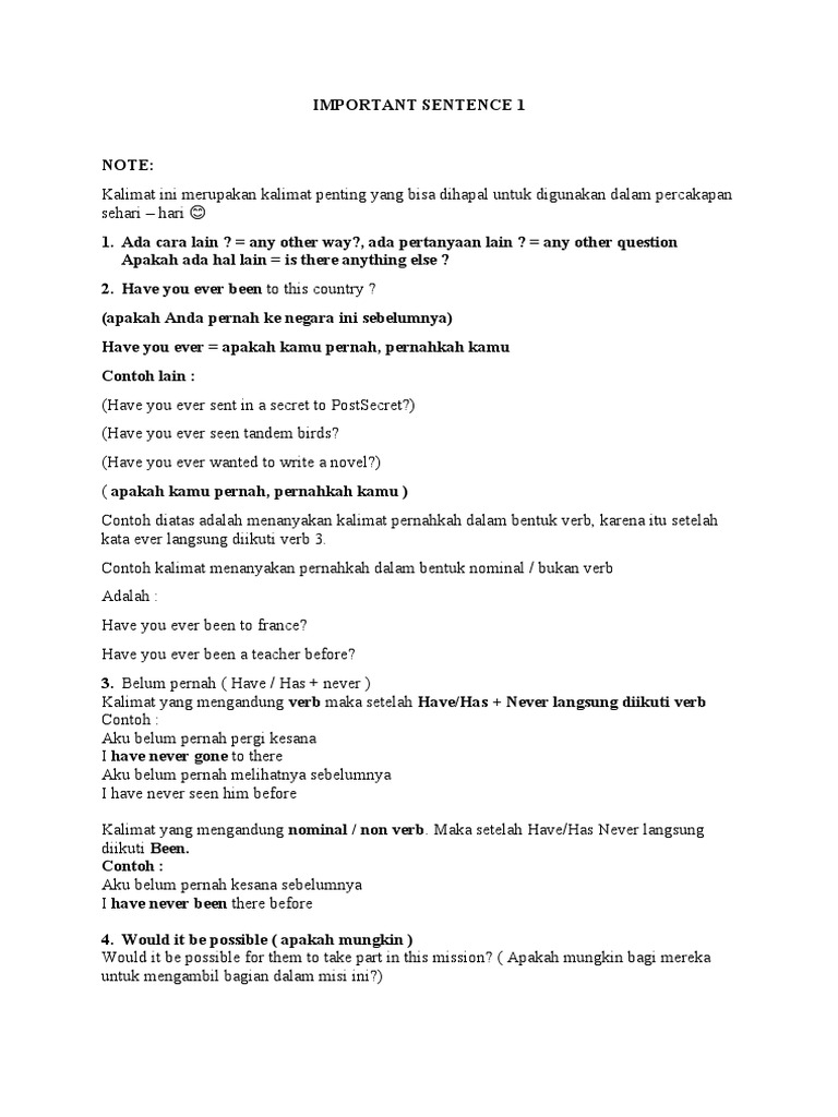 Important Sentence | PDF | Pengembangan Diri