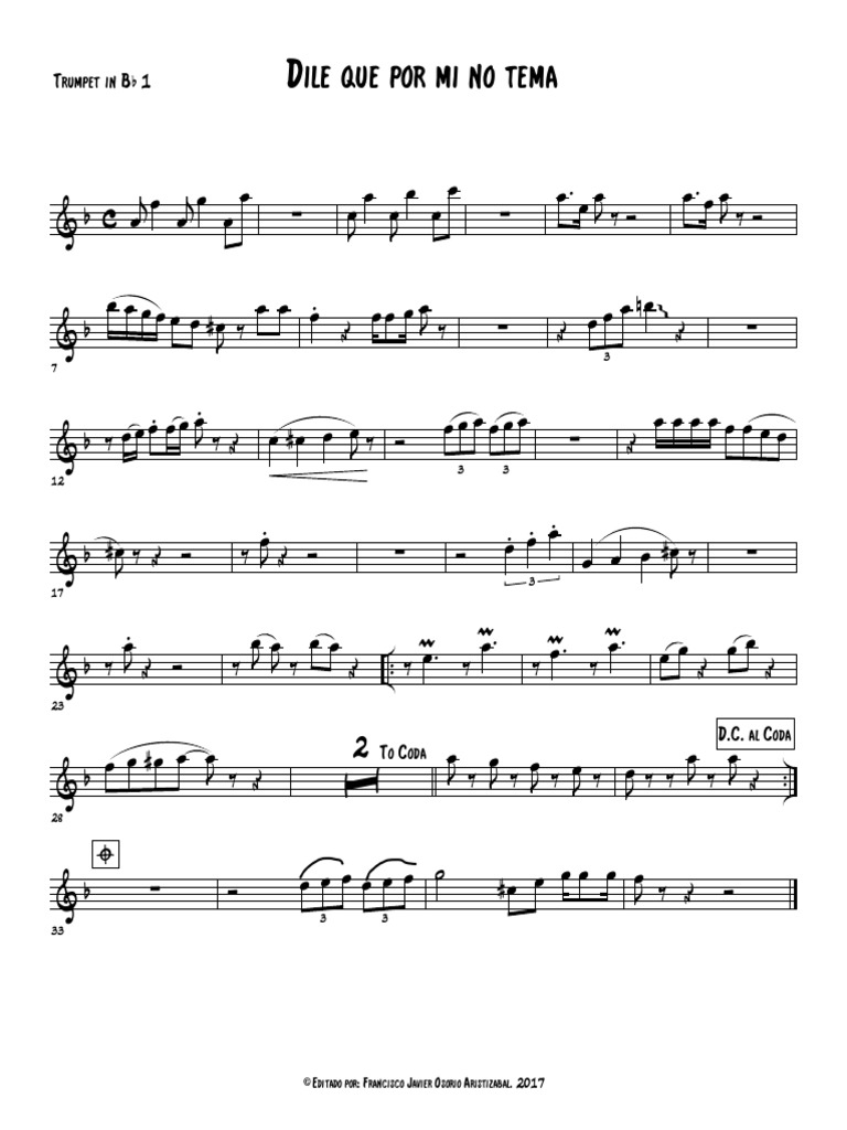 Dile Que Por Mi No Tema Trompeta 1 | PDF