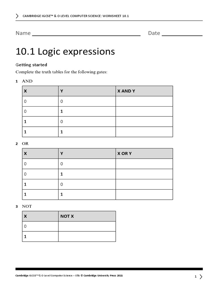 Igcse Compsci 2ed TR Worksheet 10.1 | PDF